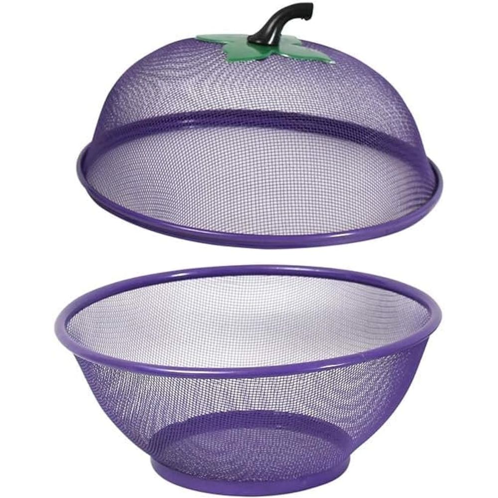 Buy Decorative Fruit Basket With Cover Apple Shape Mesh Strainer Iron ...