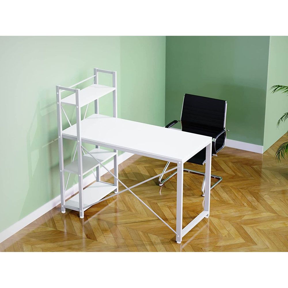 Buy Mahmayi Computer Workstation Table with 4 Tier Storage Shelves for ...