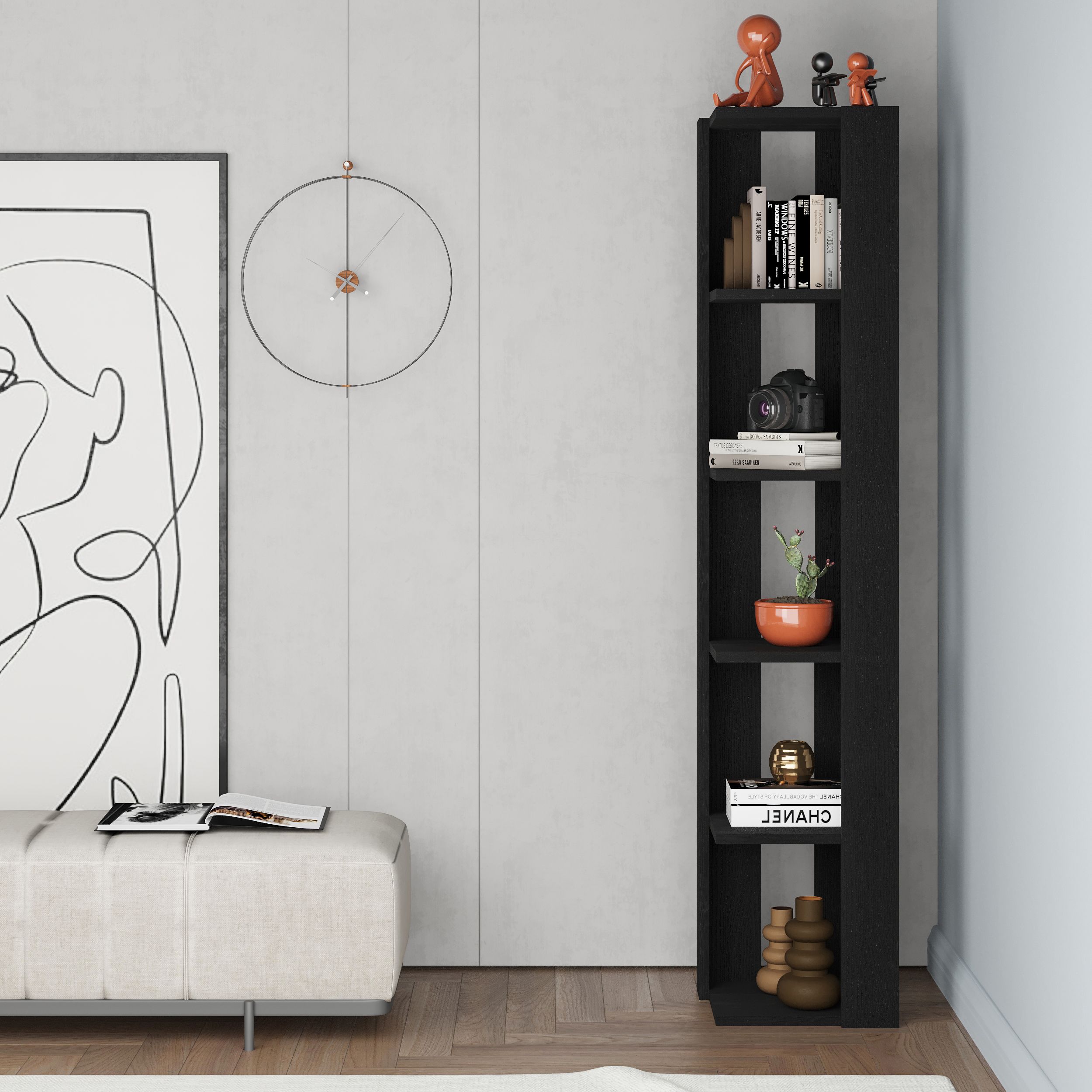 اشترِ Nati Corner Bookcase - Black Wood عبر الإنترنت | دانوب هوم الإمارات