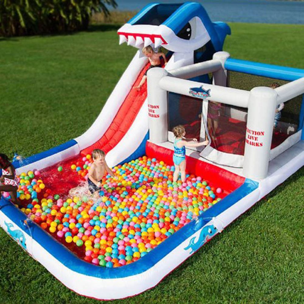 Buy MYTS Kids Inflatable Shark Water Slide Bounce House Jumper Bouncer ...