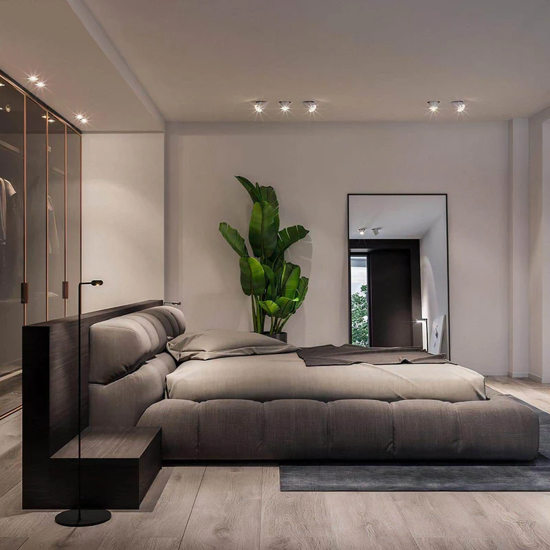 Buy Bubble Queen Bed, Modern Upholstered Platform Cozy Bed Frame with Padded Headboard - Dark ...