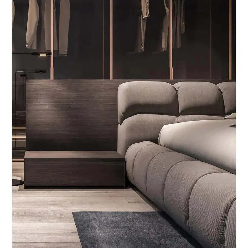 Buy Bubble Queen Bed, Modern Upholstered Platform Cozy Bed Frame with Padded Headboard - Dark ...