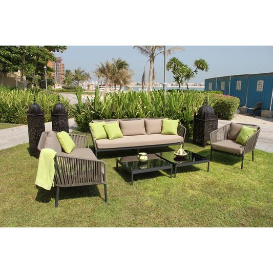 Buy Corcega Taupe 6-seater Sofa Set without Coffee Table Online ...