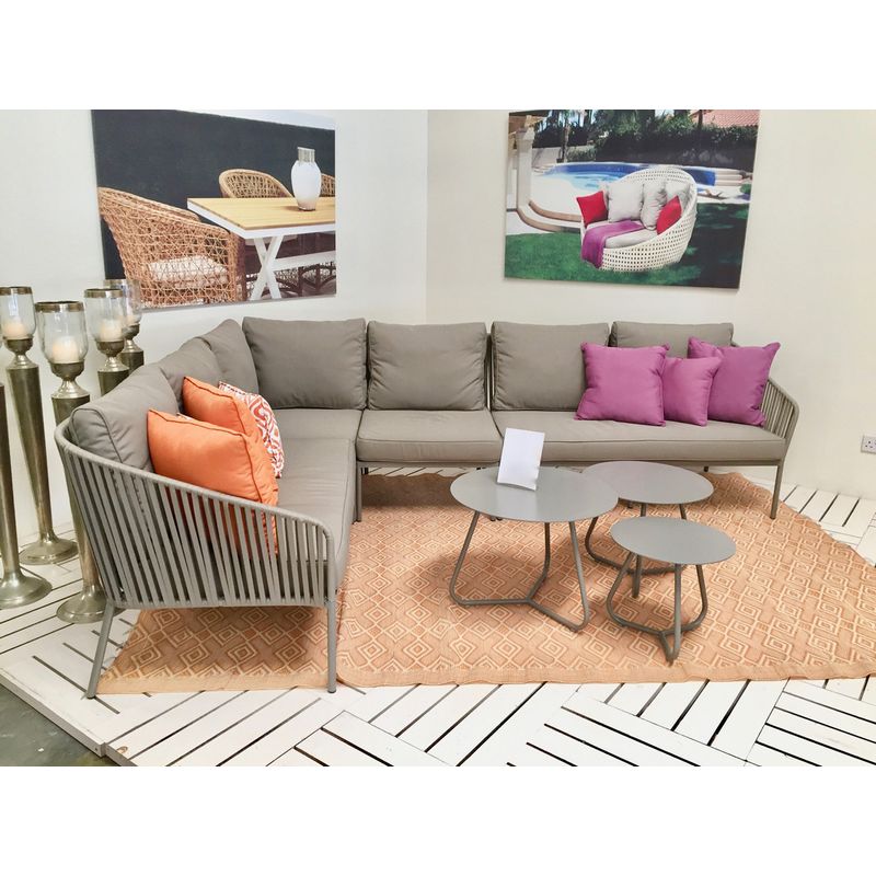 Corcega Taupe Modular Sofa Set Aluminum Frame covered in Rope Fiber ...