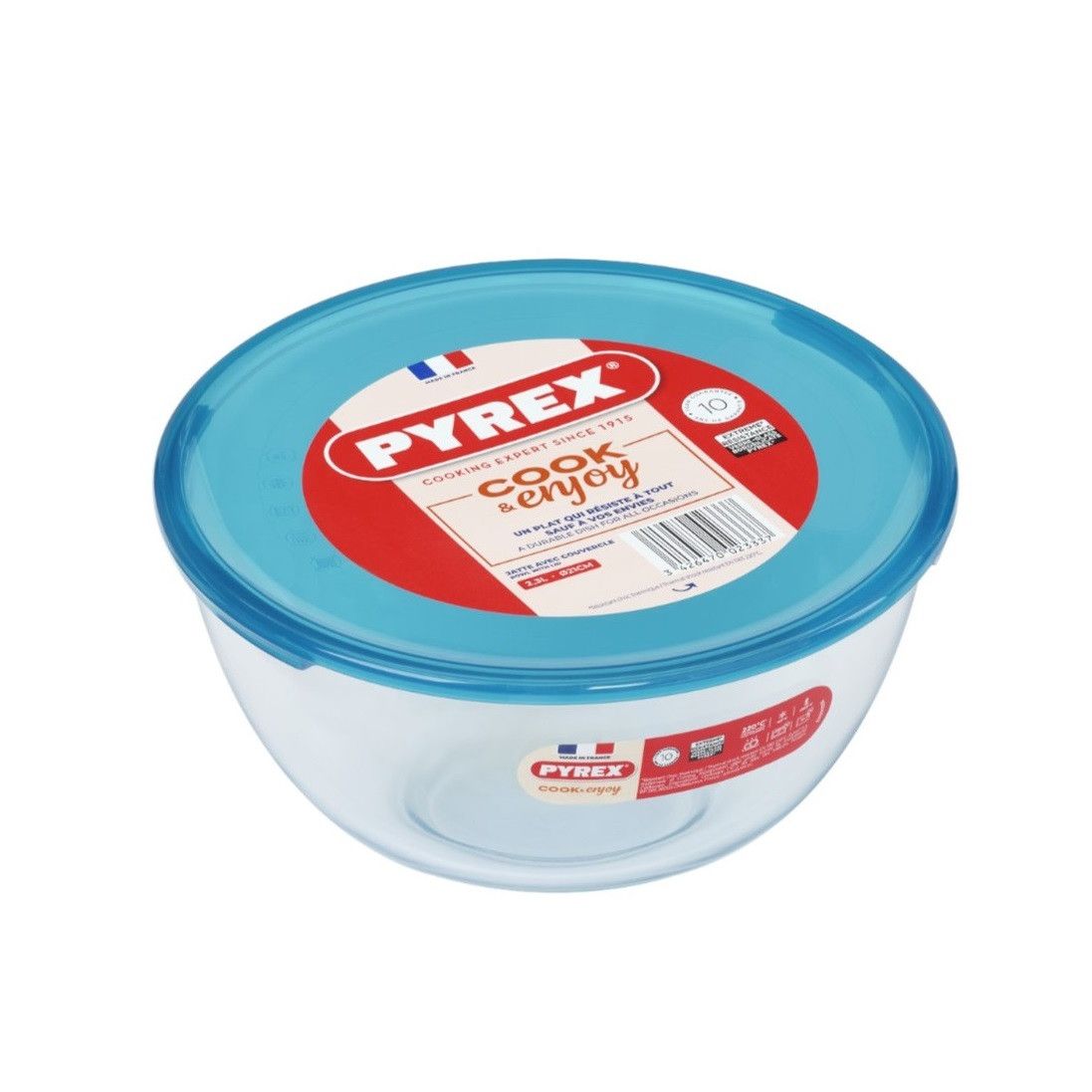 Pyrex Prep&Store 2.2L Mixing Bowl with Lid - Ideal for Meal Prep and ...