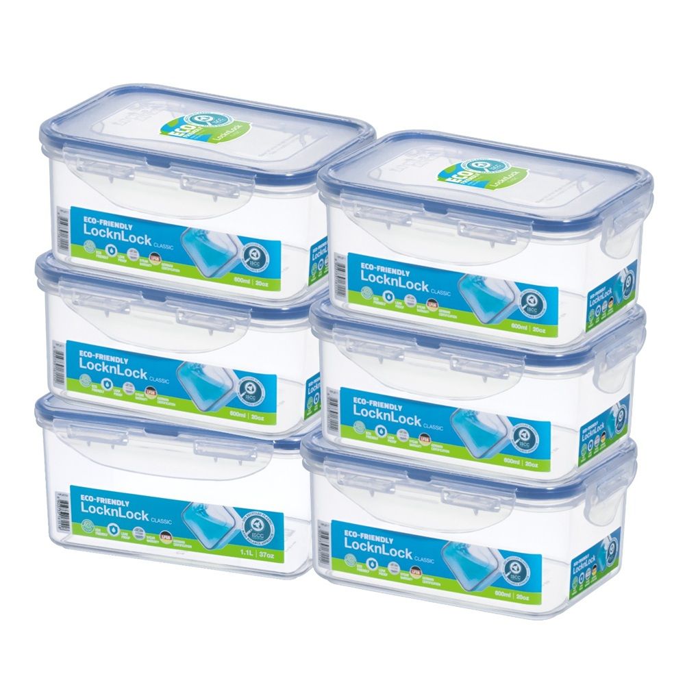 Buy LocknLock Food Container Rectangle 1.1L – Pack of 6 | Airtight, BPA ...
