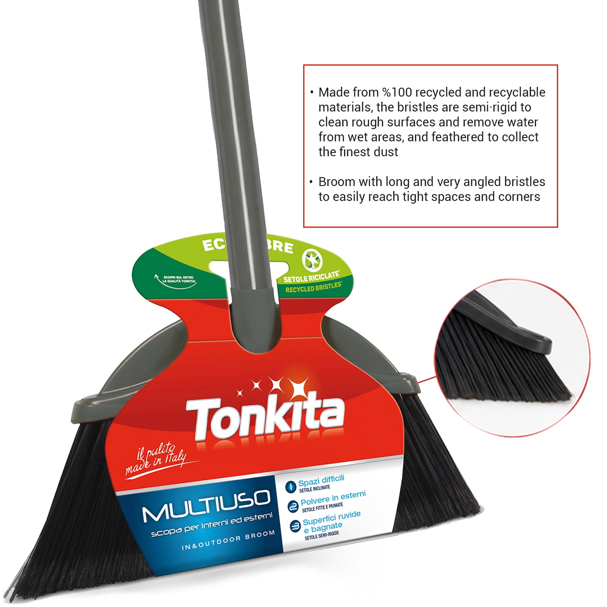 Buy Tonkita Grey Universal Indoor & Outdoor Broom with Stick – Heavy ...