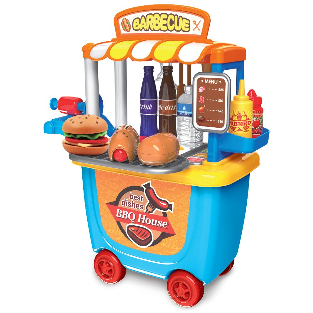 Buy Little Story Role Play BBQ Station / Food Cart (33 Pcs) - Blue ...