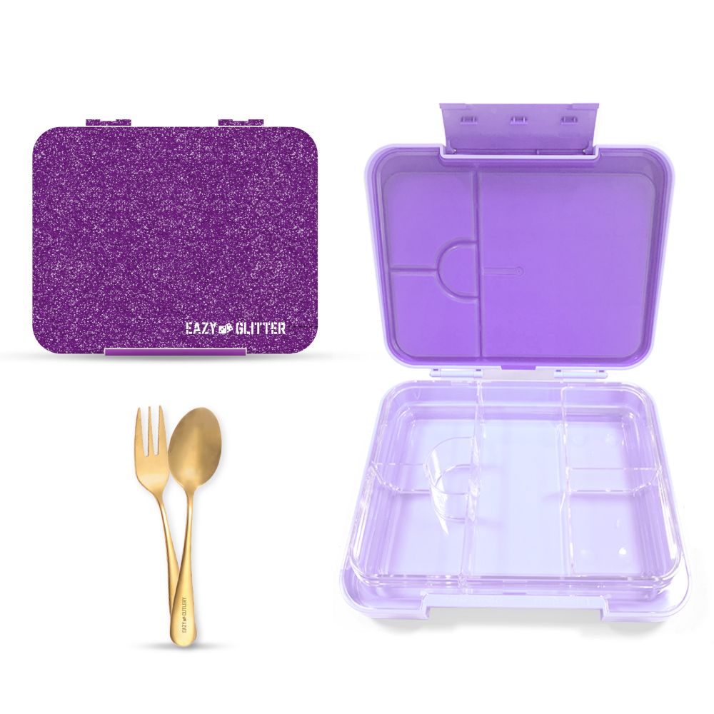 Buy Eazy Kids 6 & 4 Convertible Bento Lunch Box - Glitter Purple Online ...