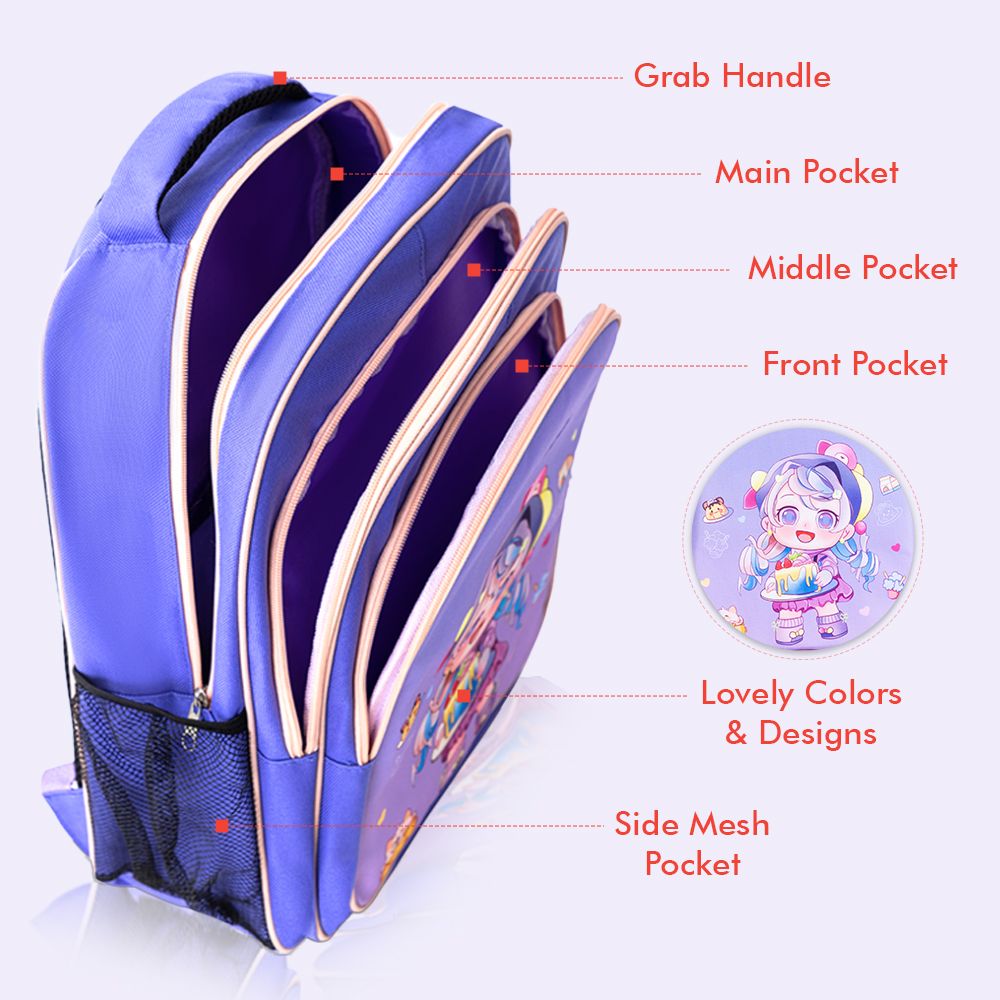Buy Nova Kids Trolley School Bag Set of 5 - 16 Inch - Purple Online ...