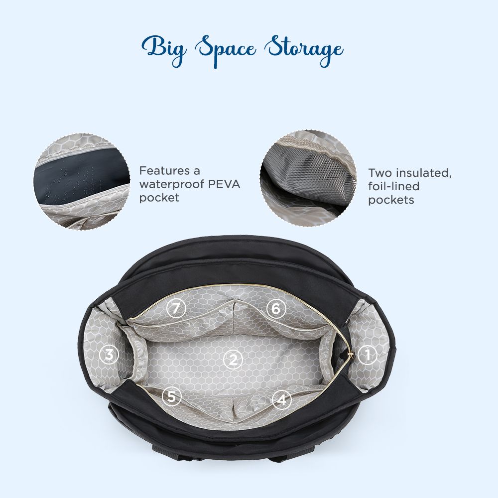 Buy Little Story Nova Tote with Pacifier Pod - Black Online | Danube ...