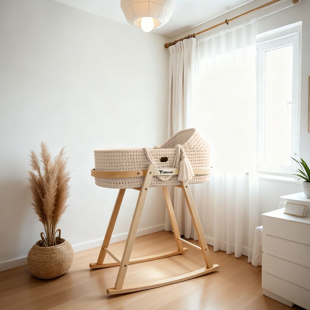 Buy TEKNUM Moses Rope Basket with Stand - Natural Wood Online | Danube ...