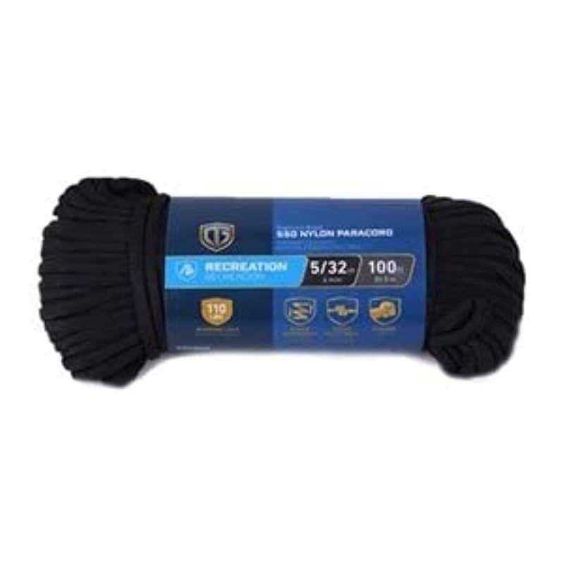 Buy Tru-Guard 642671 Recreation 550 Nylon Paracord, Black, 5/32" X 100 ...