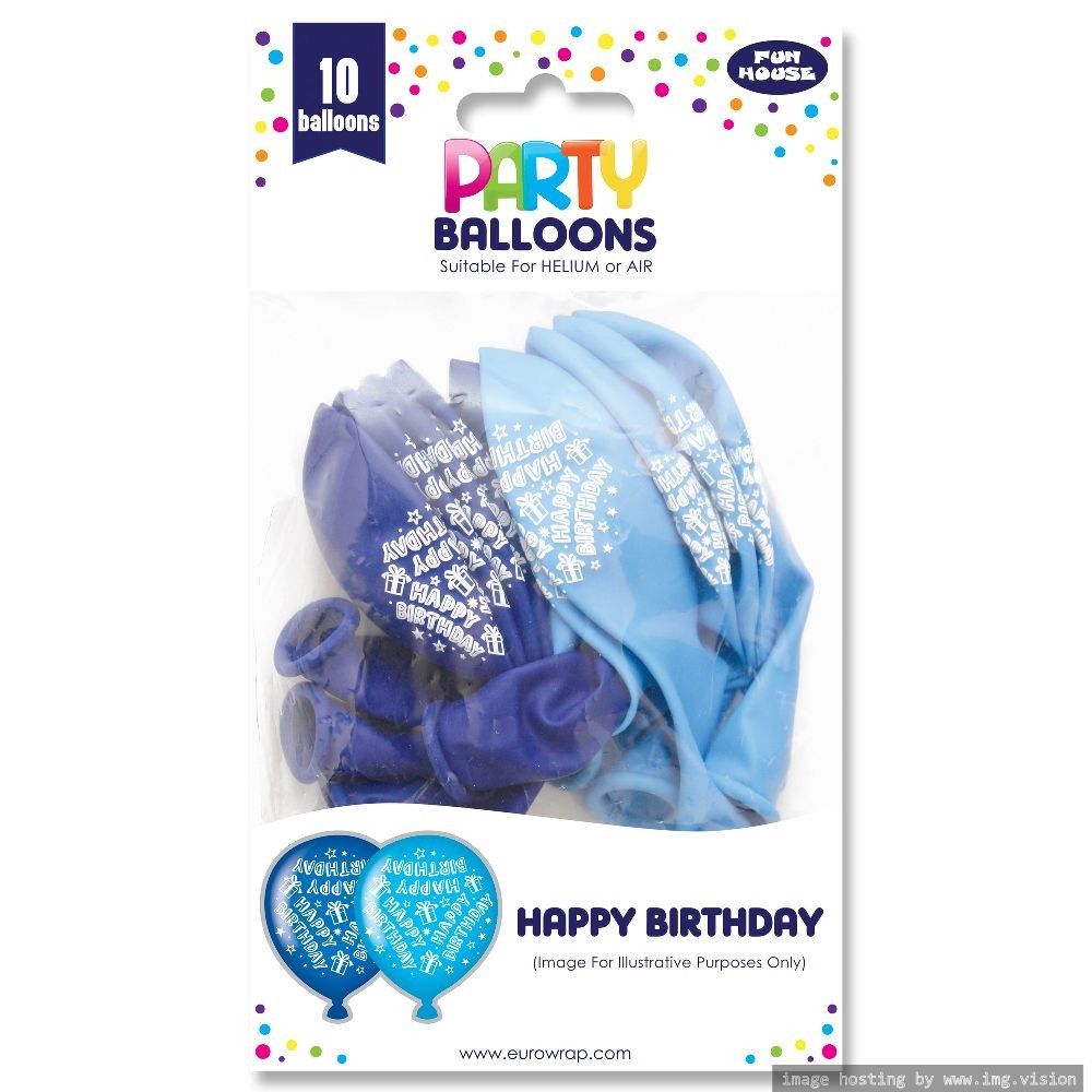 Fun House Party Balloons Blue Pack of 10