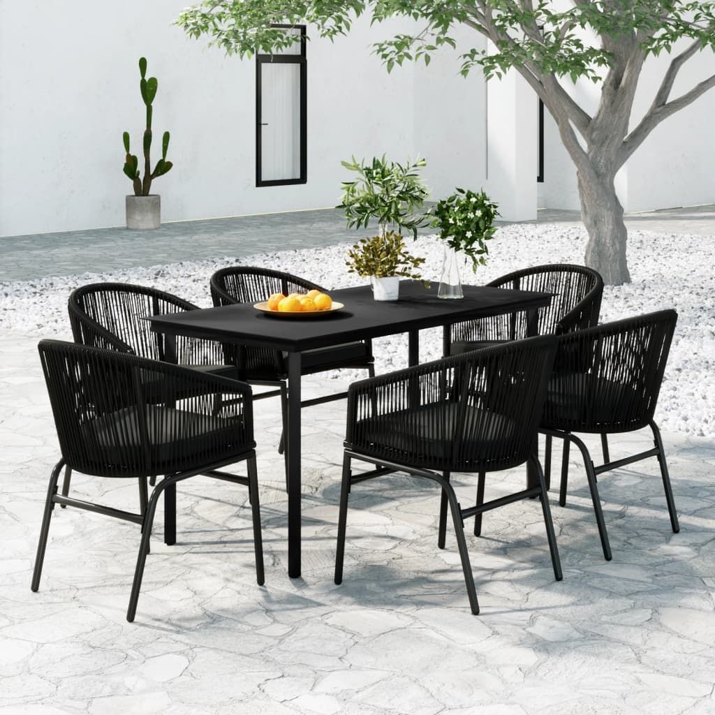 Buy 7 Piece Garden Dining Set Black Online | Danube Home UAE