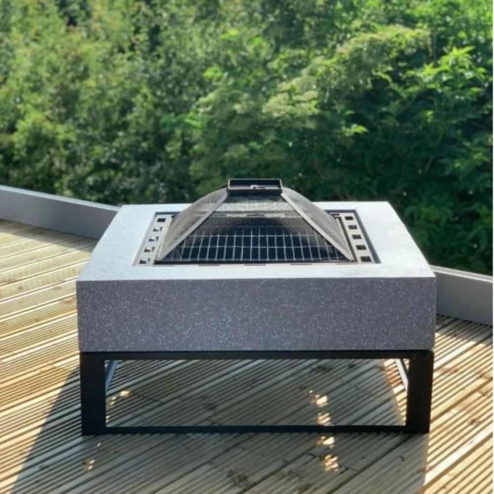 Buy Concrete Multi-Functional Square BBQ Grill Durable Outdoor Firepit ...