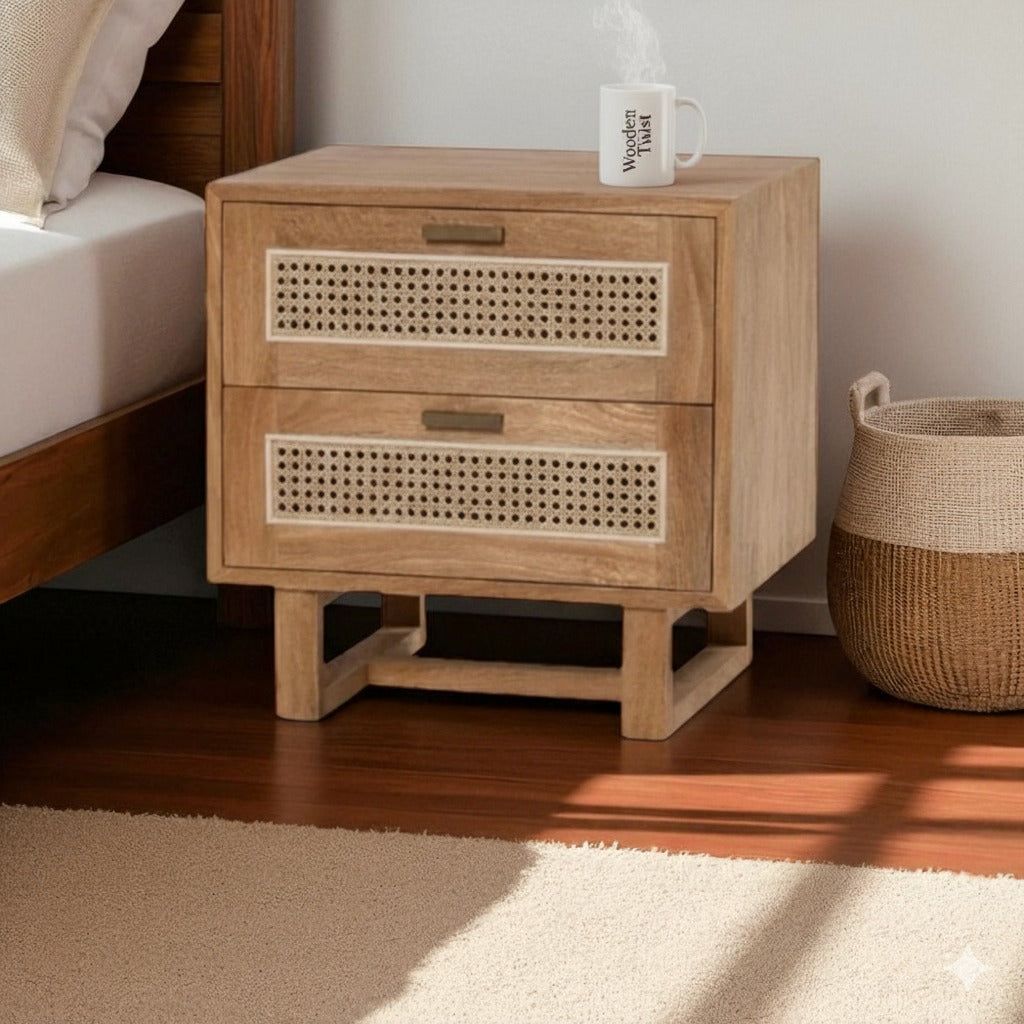 اشترِ Arnitra Modern Rattan Spline Bedside Table with 2 Spacious ...