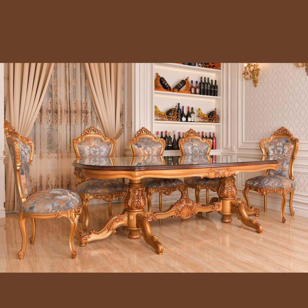 Buy Tycoon Luxury Hand Carved Teak Wood 8 Seater Dining Table Set ...