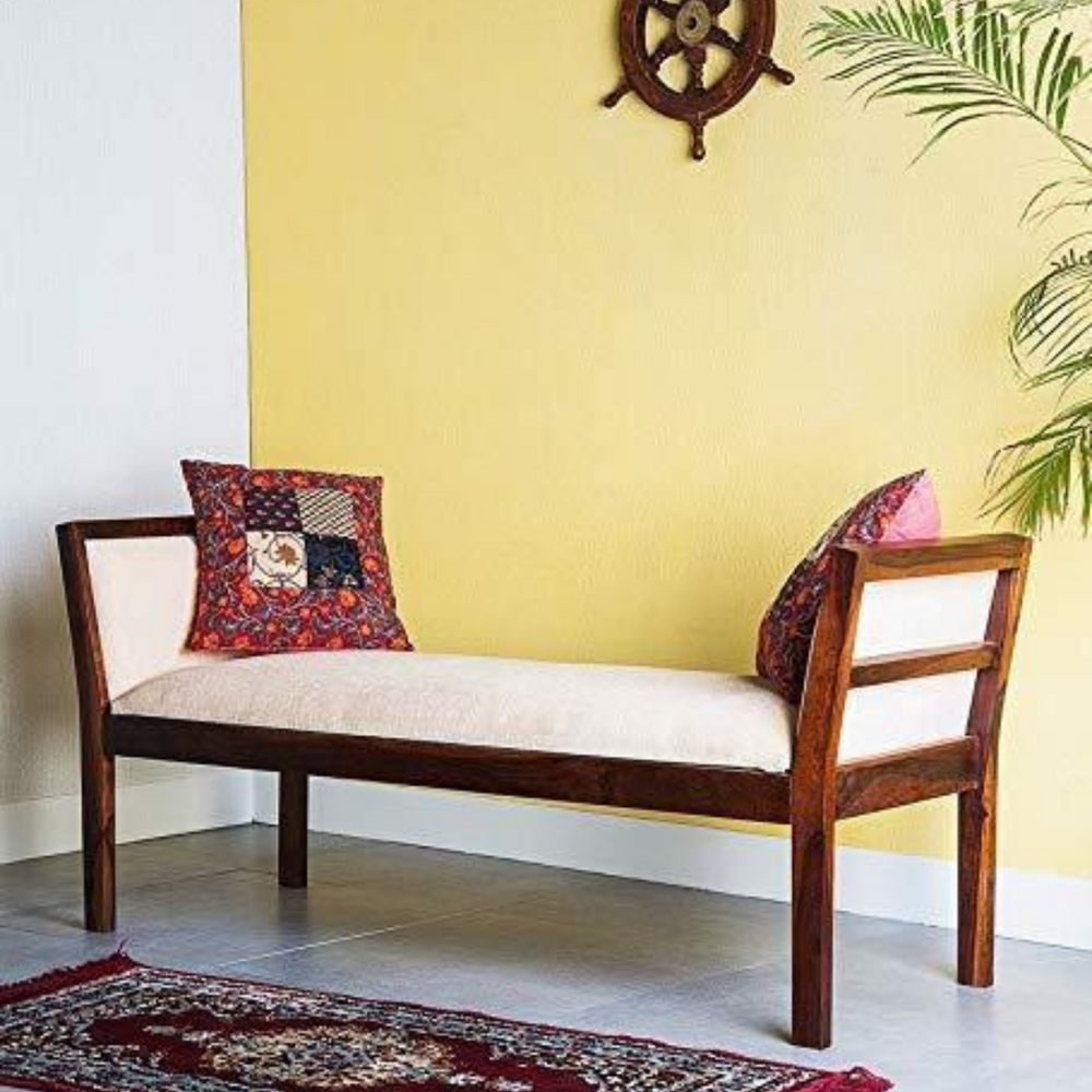 Buy Wooden Bench for Living Room 2 Seater Dining Bench (Sheesham Wood ...