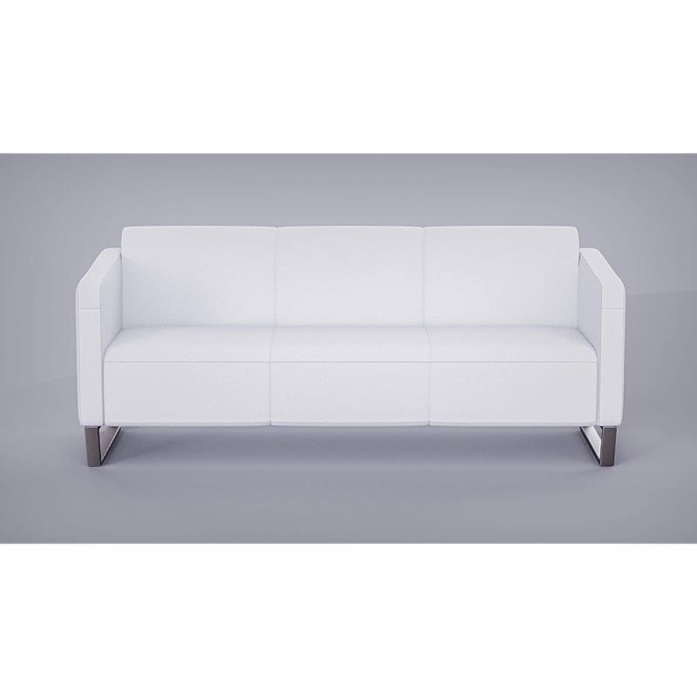 Buy Mahmayi 2850 Three Seater Sofa in White PU Leather with Loop Leg ...