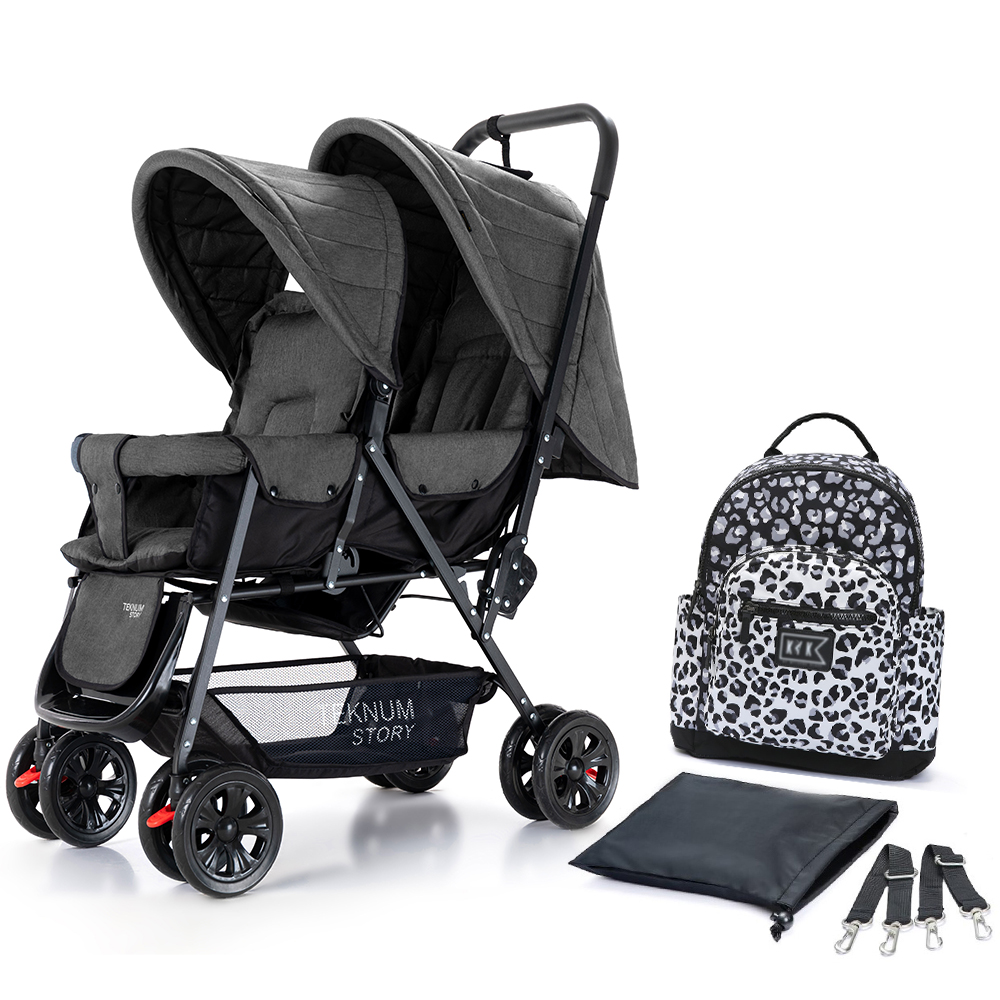 Buy Teknum Twin Baby Stroller Combo - Dark Grey Online | Danube Home UAE